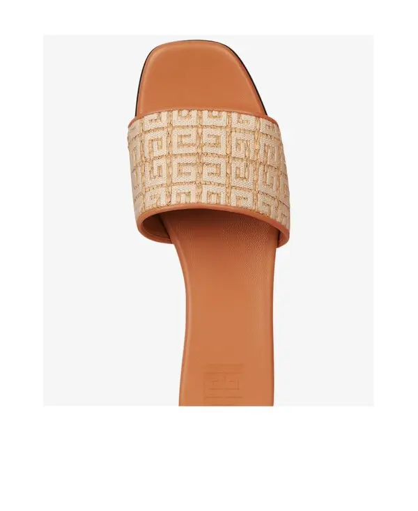 Givenchy 4g Embroidered Raffia Flat Sandals