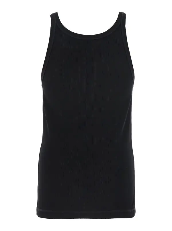 Dolce & Gabbana Logo Embroidered Tank Top - Black