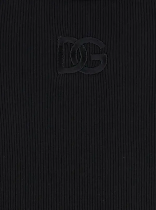 Dolce & Gabbana Logo Embroidered Tank Top - Black