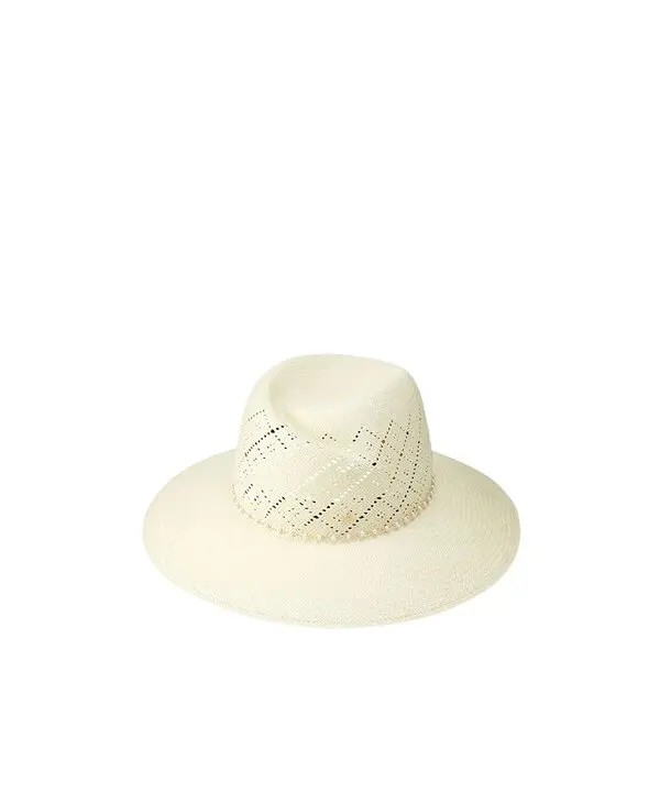 MAISON MICHEL Virginie Panama Hat - White