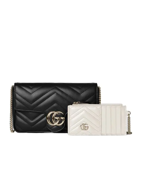 Gucci Gg Marmont Mini Shoulder Bag With Detachable Card Holder - Black