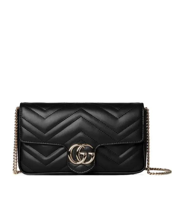 Gucci Gg Marmont Mini Shoulder Bag With Detachable Card Holder - Black