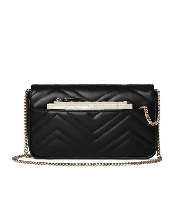 Gucci Gg Marmont Mini Shoulder Bag With Detachable Card Holder - Black