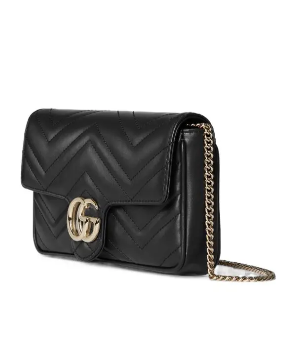 Gucci Gg Marmont Mini Shoulder Bag With Detachable Card Holder - Black