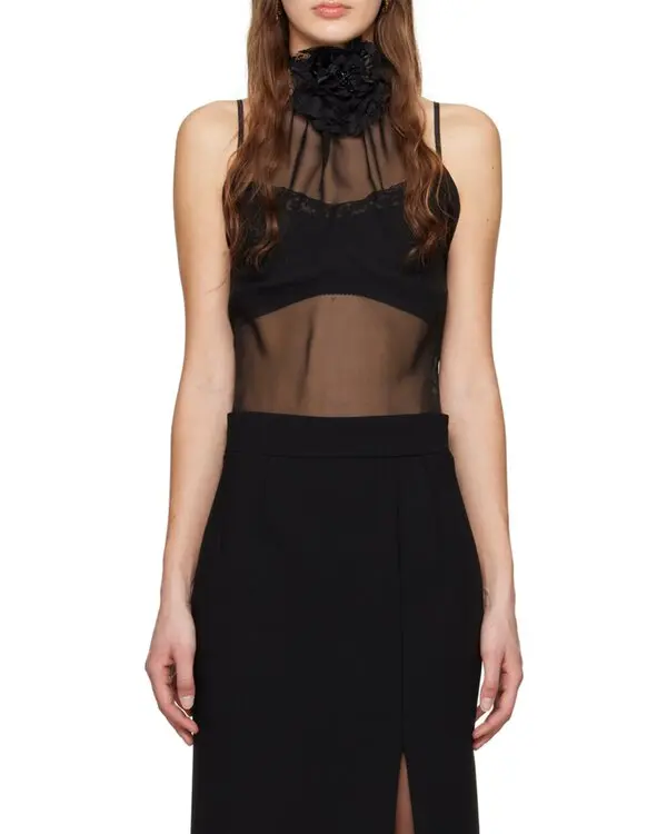 Dolce & Gabbana Chiffon Top With Floral Embellishment