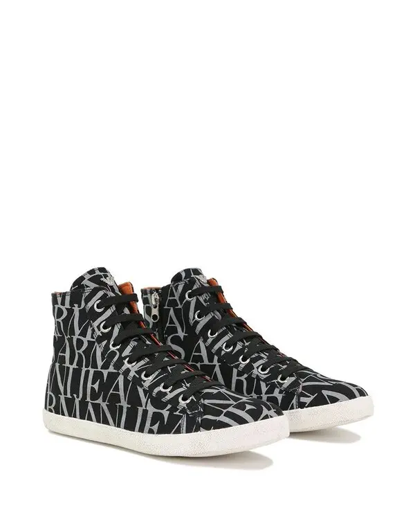 Emporio Armani High-top Sneakers With All-over Logo Print
