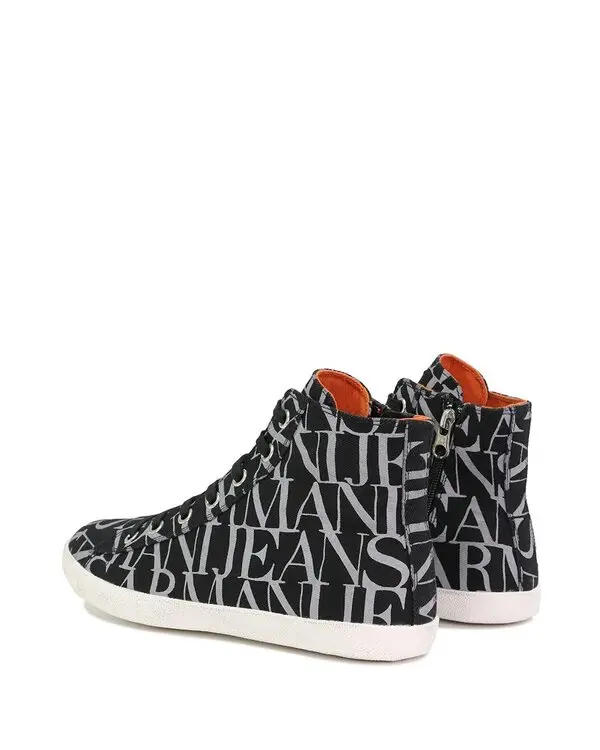 Emporio Armani High-top Sneakers With All-over Logo Print
