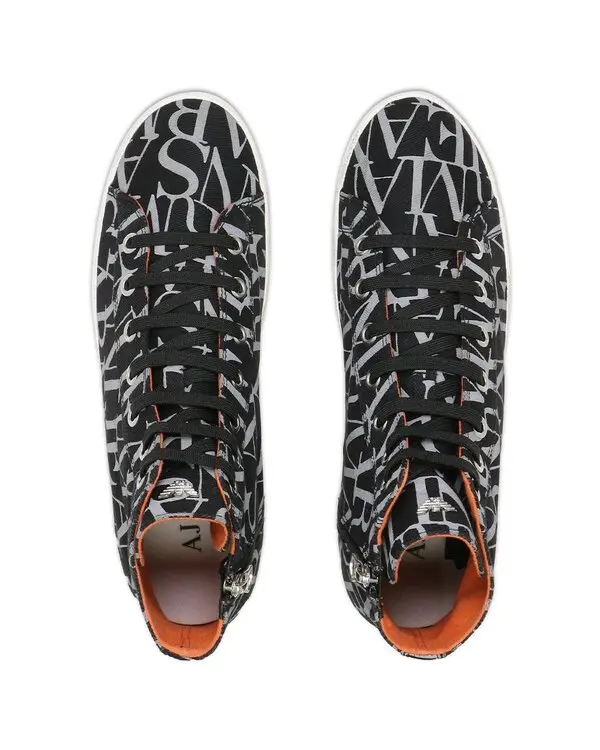 Emporio Armani High-top Sneakers With All-over Logo Print