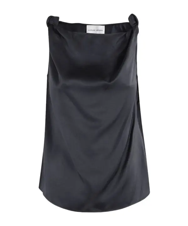 Loulou De Saison Remy Draped Sleeveless Top - Black