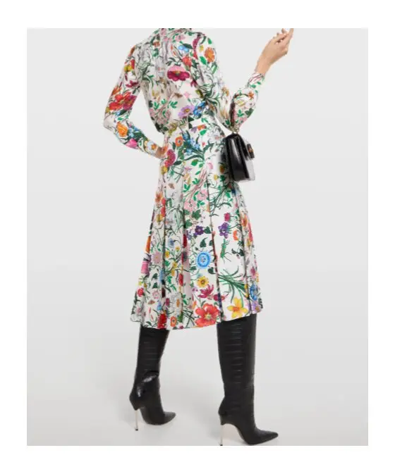 Gucci Pleated Floral Print Midi Skirt