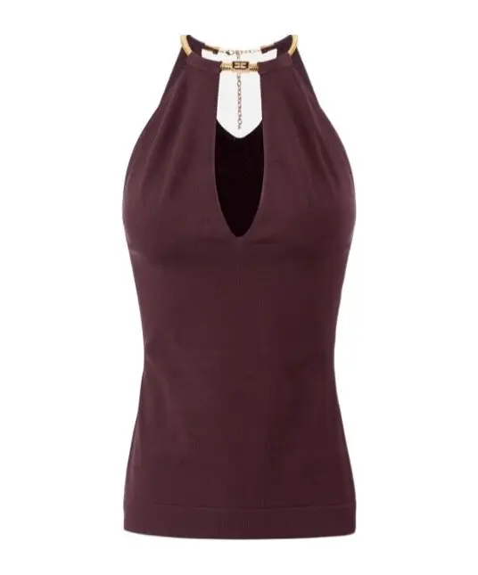 Elisabetta Franchi Embellished Halterneck Sleeveless Top