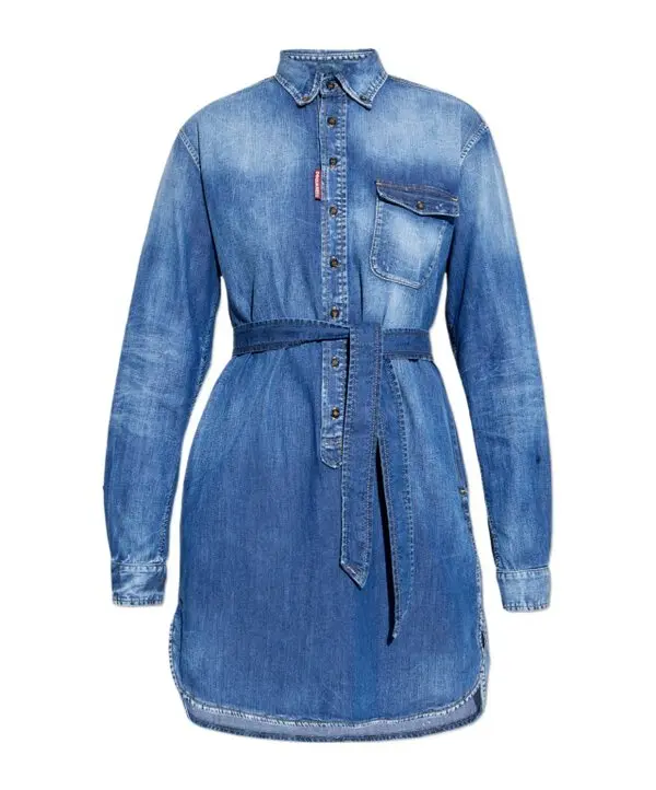 Dsquared2 Denim Belted Shirt Dress