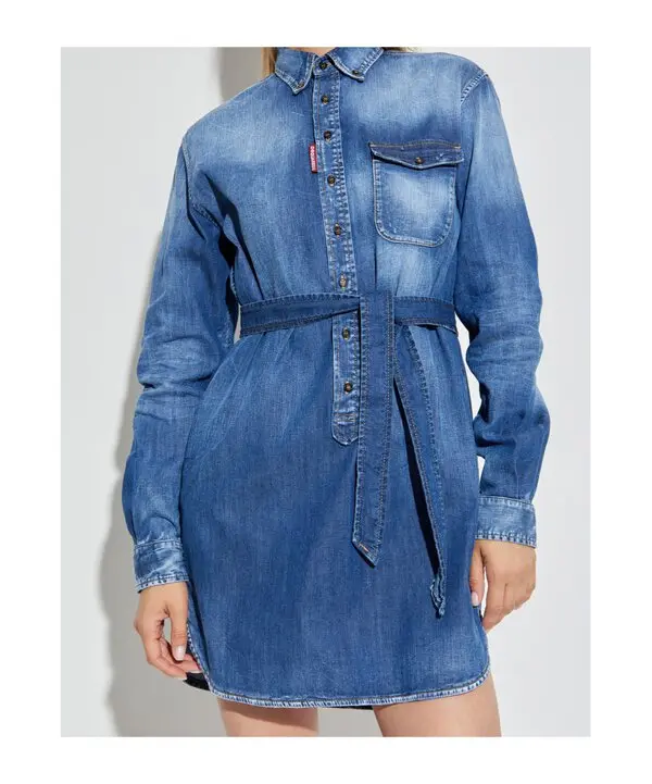Dsquared2 Denim Belted Shirt Dress