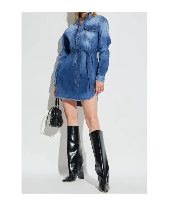 Dsquared2 Denim Belted Shirt Dress