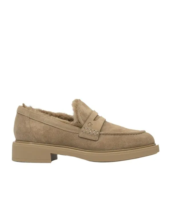 GIANVITO ROSSI Suede Round Toe Loafers - Brown