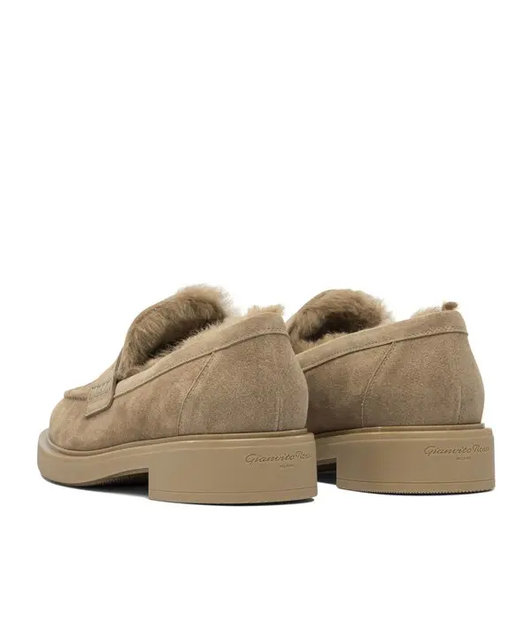 GIANVITO ROSSI Suede Round Toe Loafers - Brown