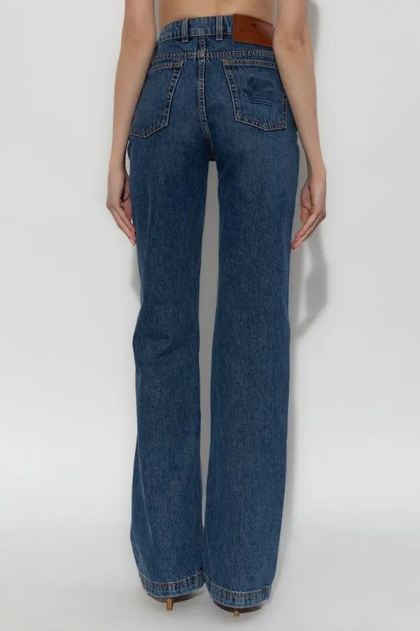 Etro Pegaso Embroidered Flared Jeans - Blue