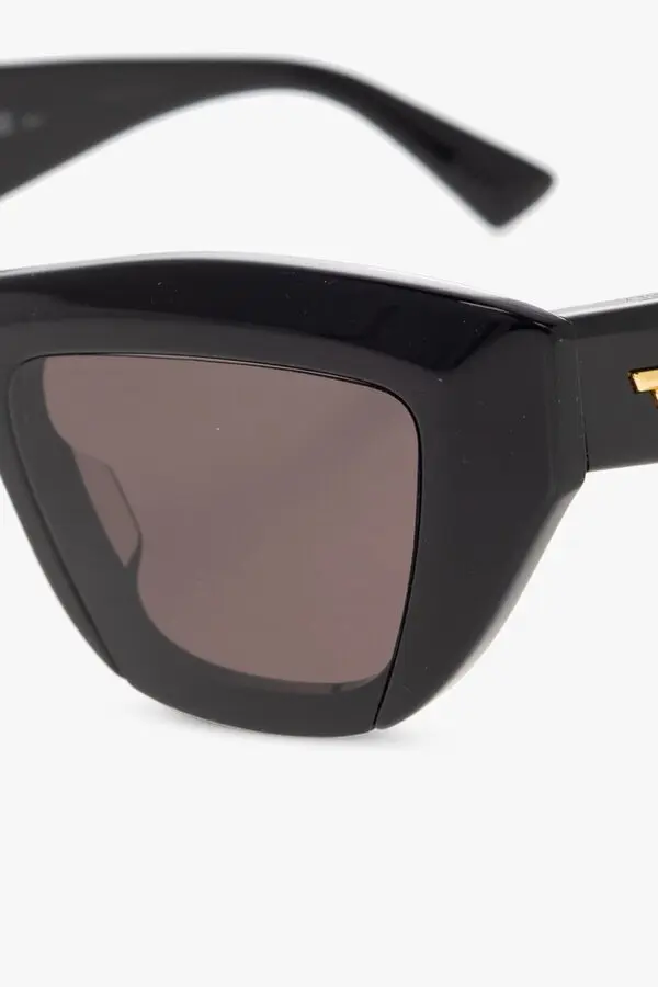 Bottega Veneta Black Cat-eye Sunglasses With Gold Detail - Gray