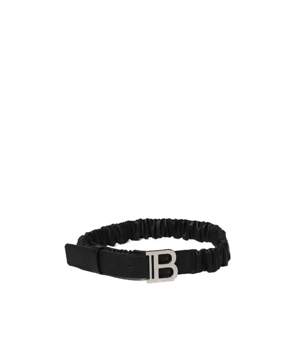 Balmain Logo Buckle Leather Belt - Black