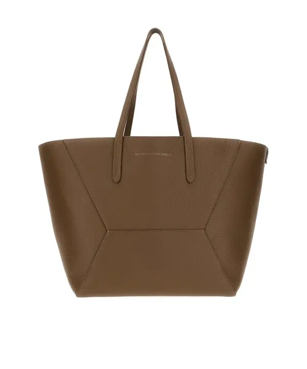 Brunello Cucinelli Tote Bag With Stitch Detailing - Chocolate-colored
