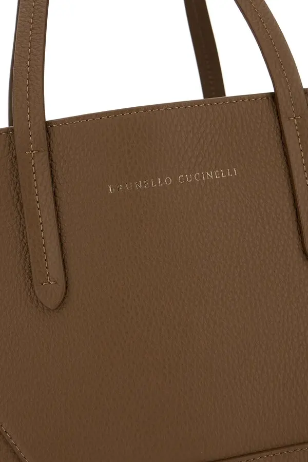 Brunello Cucinelli Tote Bag With Stitch Detailing - Chocolate-colored