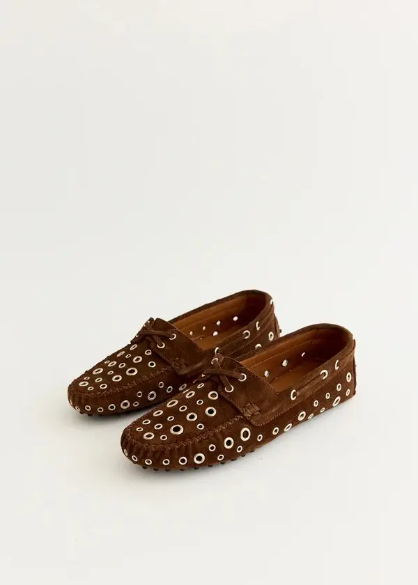 Gimaguas Loafer With Silver Eyelets - Brown