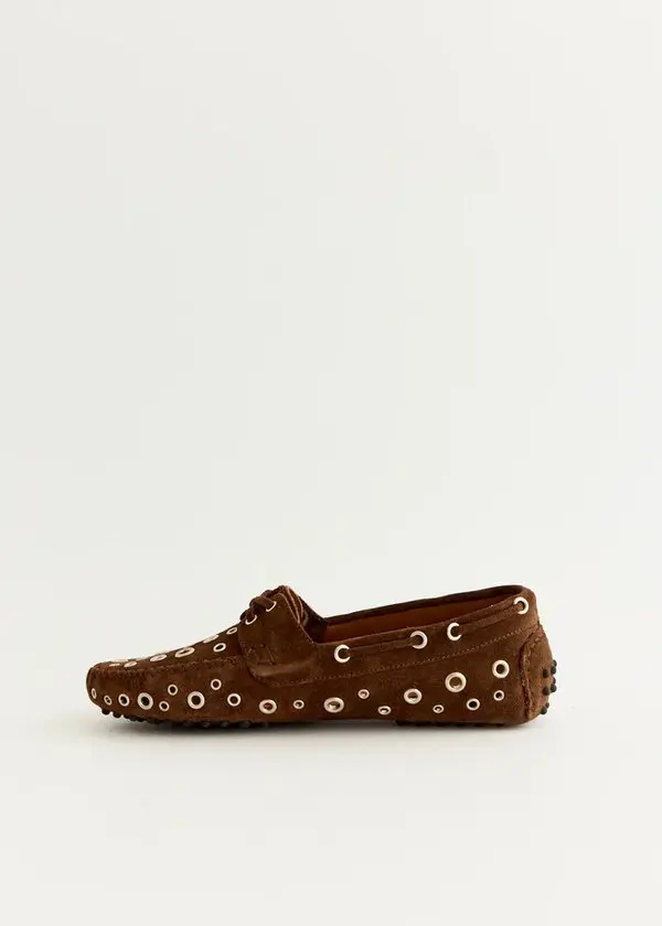 Gimaguas Loafer With Silver Eyelets - Brown