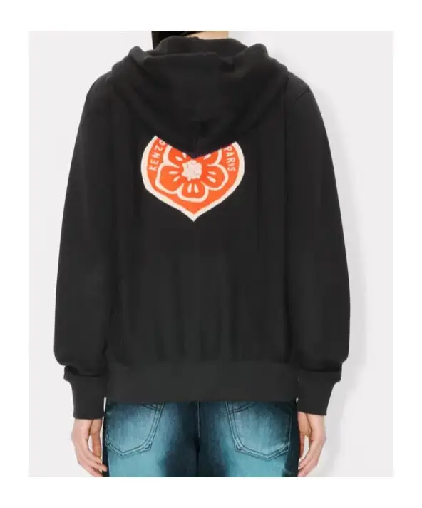 Kenzo Boke Heart Embroidered Zip-up Hoodie