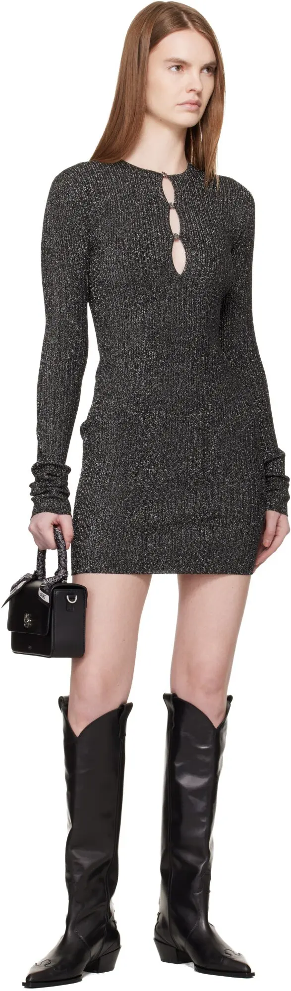 Amiri Keyhole Long Sleeve Mini Dress