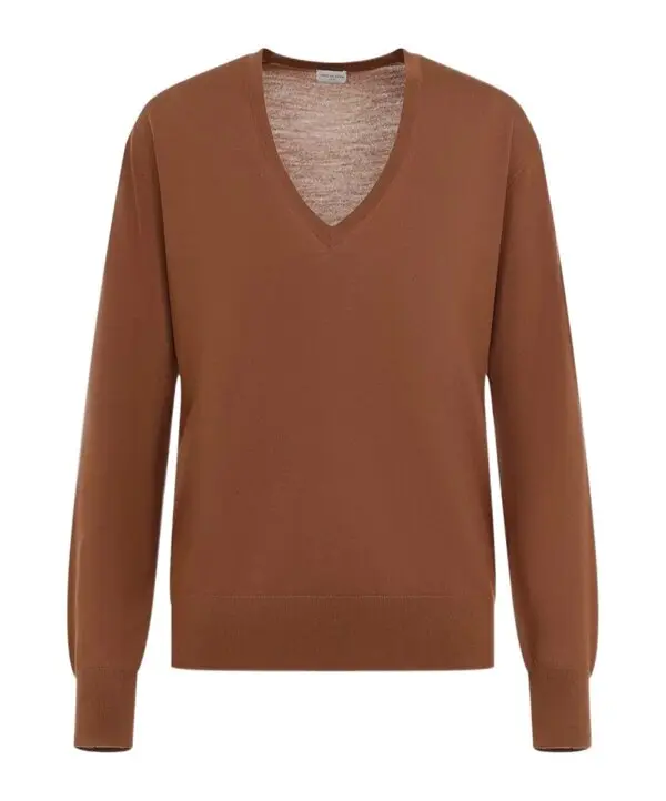Dries Van Noten Long-sleeved V-neck Sweater - Light Rust