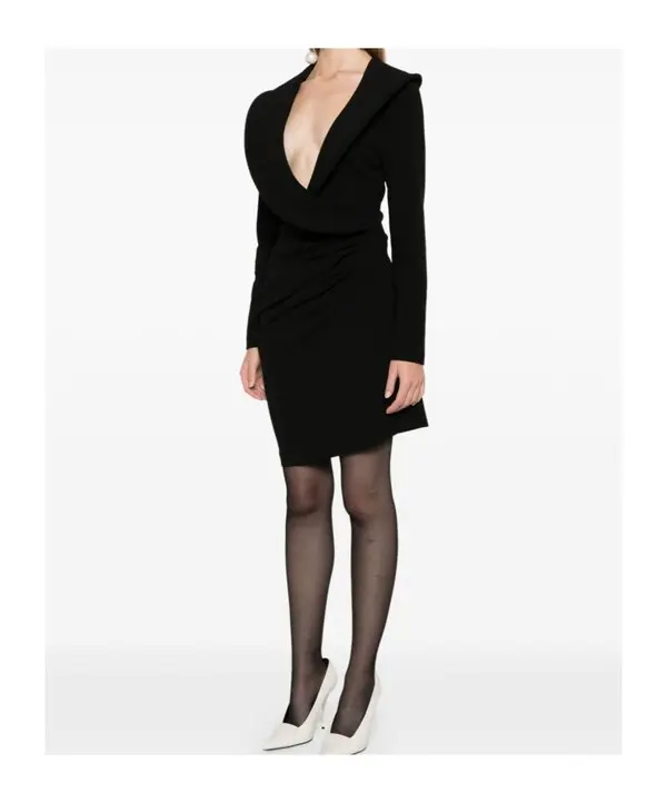 Magda Butrym Long-sleeved Dress With V-neck And Sculpted Ruffles