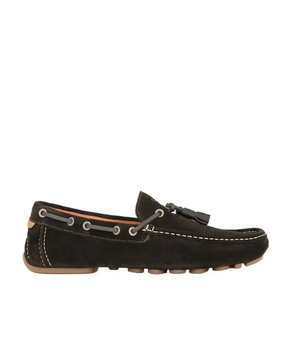 Emporio Armani Suede Tassel Loafers - Black
