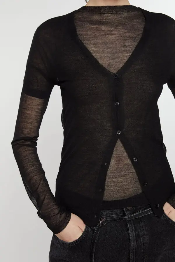 Acne Studios Fine-ribbed Sheer Cardigan