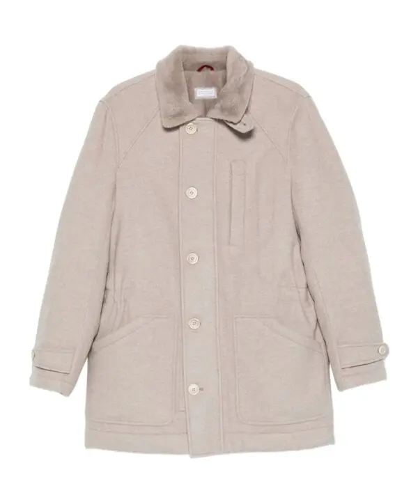 Brunello Cucinelli Single-breasted Coat With Fur Collar