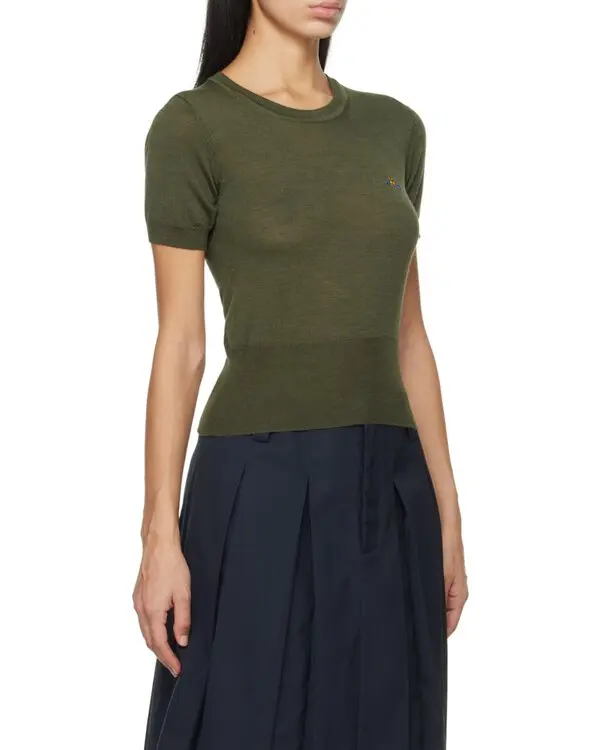 VIVIENNE WESTWOOD Orb Embroidered Knit Top - Black