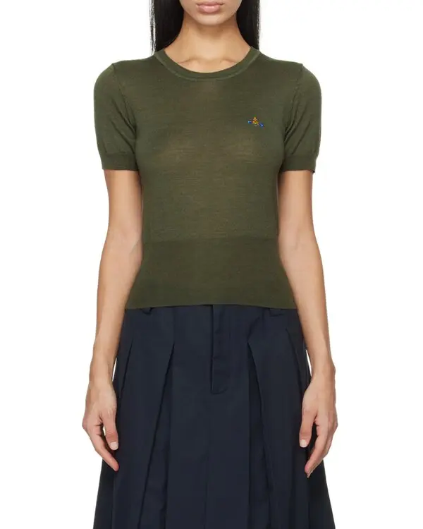 VIVIENNE WESTWOOD Orb Embroidered Knit Top - Black