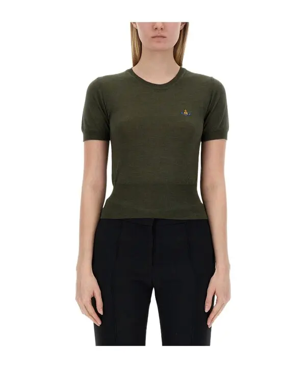 VIVIENNE WESTWOOD Orb Embroidered Knit Top - Black