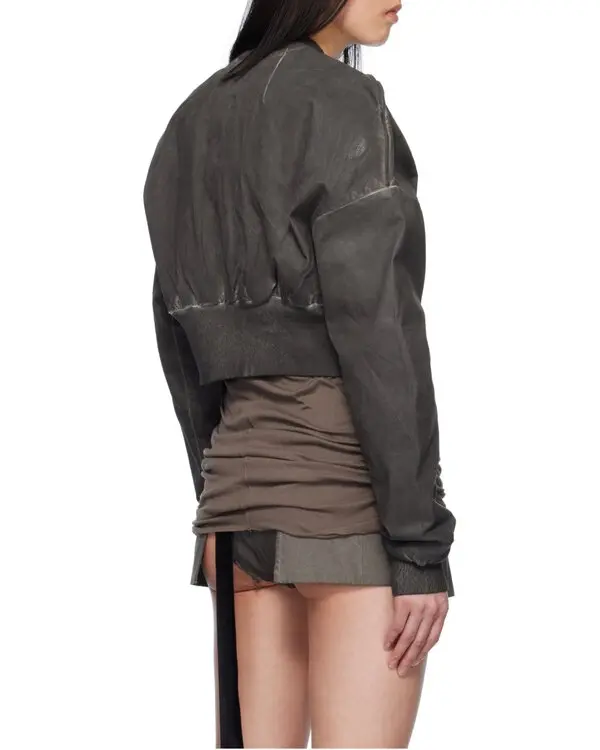 Rick Owens Cropped Zip Bomber Jacket - Grey