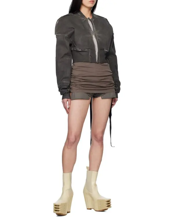 Rick Owens Cropped Zip Bomber Jacket - Grey