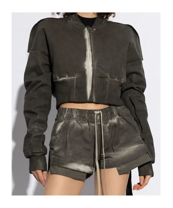 Rick Owens Cropped Zip Bomber Jacket - Grey