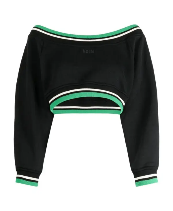 MSGM Cropped Sweatshirt With Striped Details
