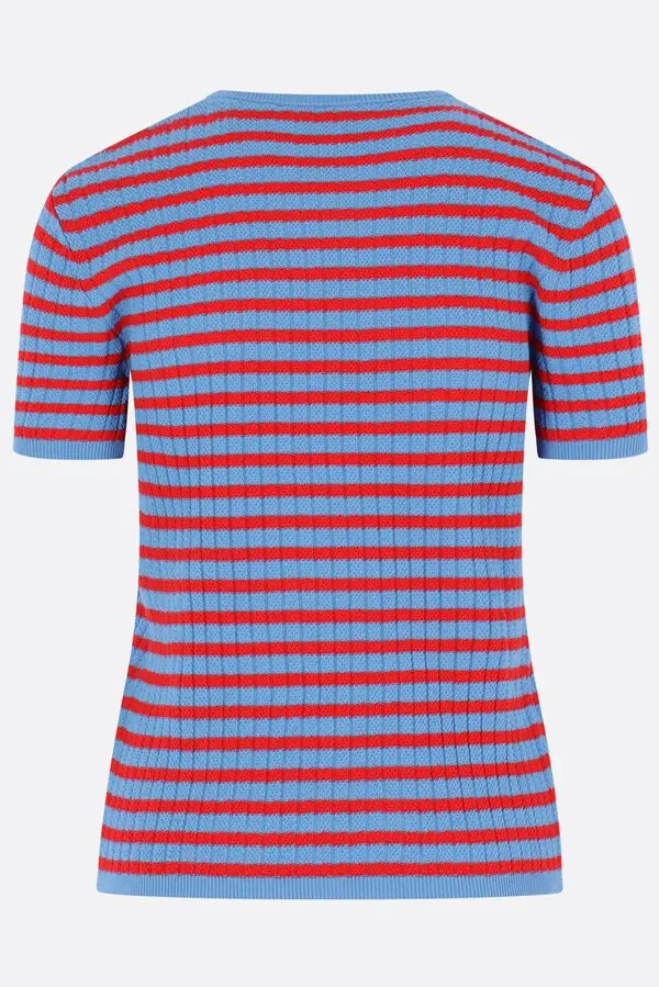 Valentino Garavani Striped Ribbed Crewneck Jumper - Blue