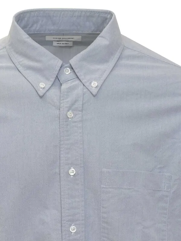 Thom Browne 4-bar Stripe Curved Hem Shirt - Light Blue