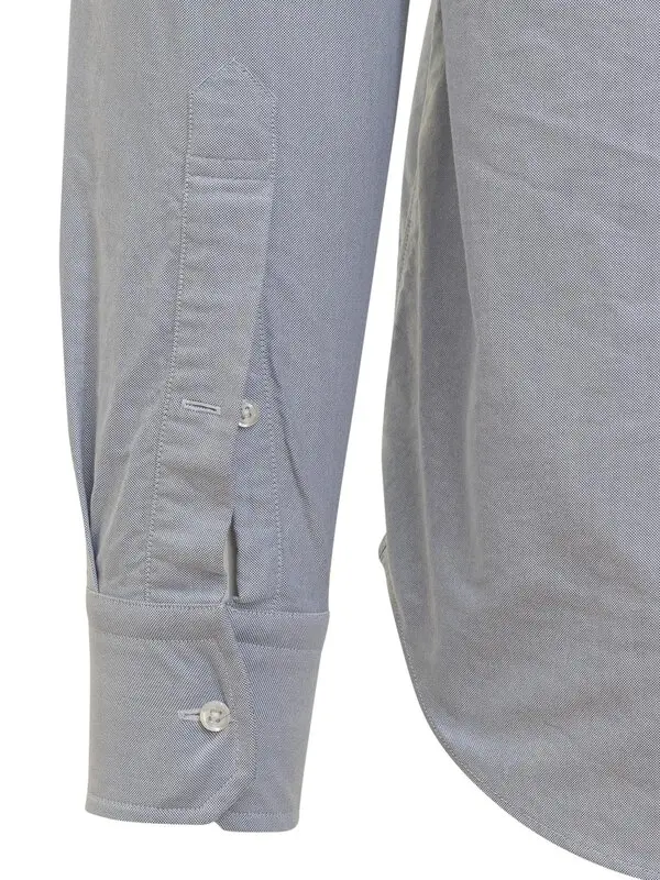 Thom Browne 4-bar Stripe Curved Hem Shirt - Light Blue