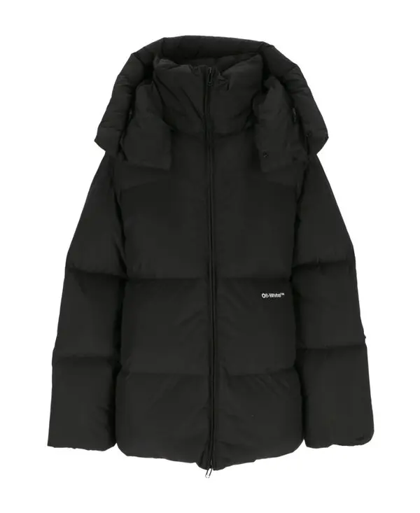 Off-White Padded Long-sleeved Jacket With Logo Detail - Black