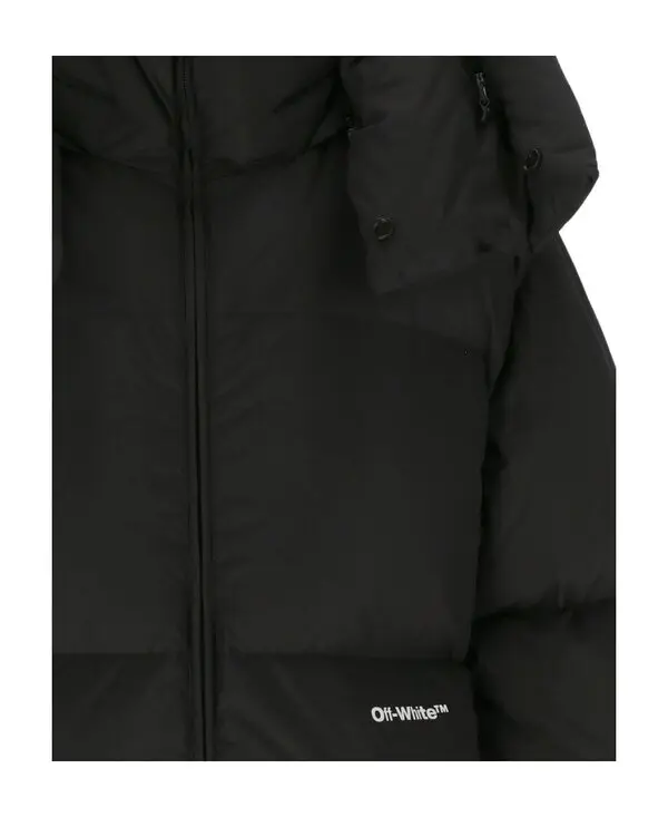 Off-White Padded Long-sleeved Jacket With Logo Detail - Black