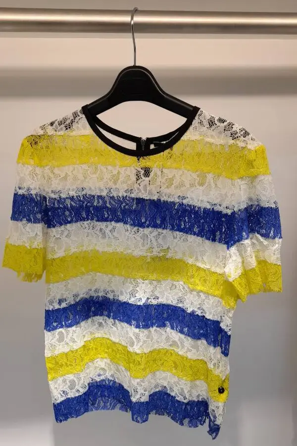 Sportmax Striped Lace Short Sleeve T-shirt - Nude