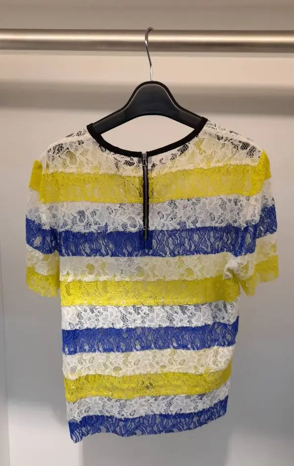 Sportmax Striped Lace Short Sleeve T-shirt - Nude