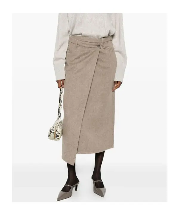 Brunello Cucinelli Wrap Buttoned Skirt