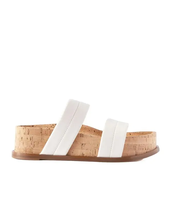 Gabriela Hearst White Leather Platform Sandals - Ivory
